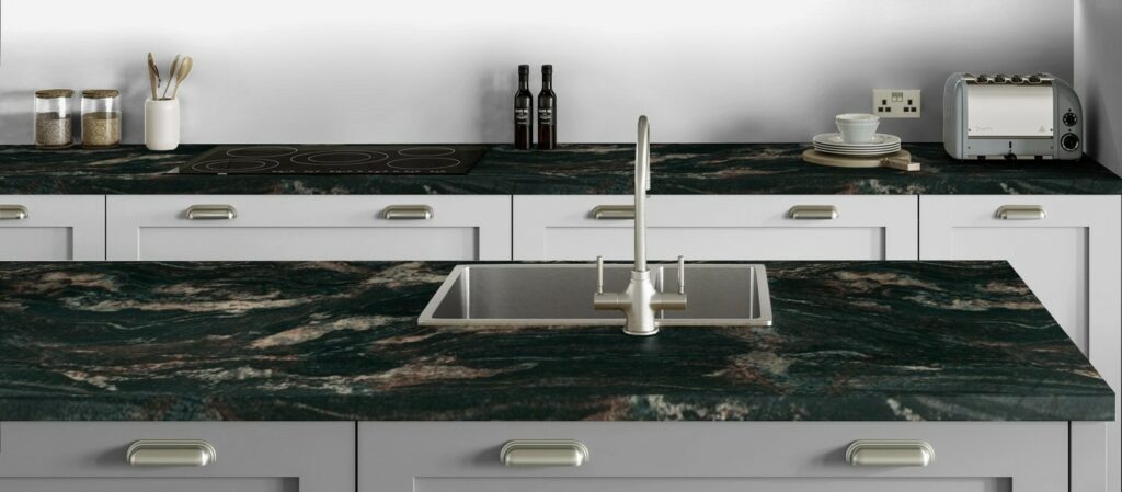 Black Storm - Marble Effect Laminate Worktop - 38mm - Furniture Doors