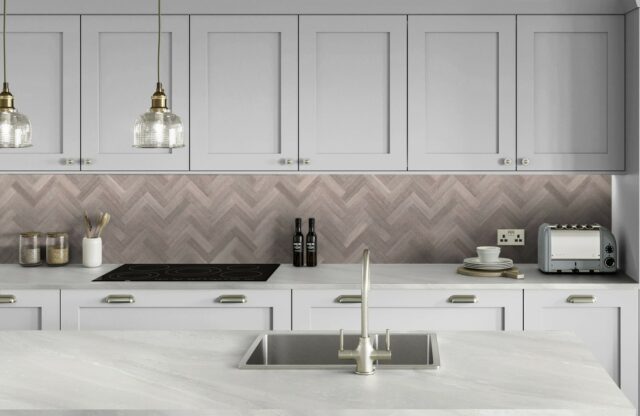 Mercury Oak Herringbone Laminate Splashback - Furniture Doors