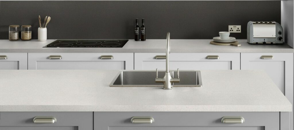 Paloma White - Stone Effect Laminate Worktop - 38mm - Furniture Doors