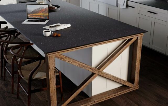 Black Quartz Solid Laminate Worktop (12mm) - Furniture Doors