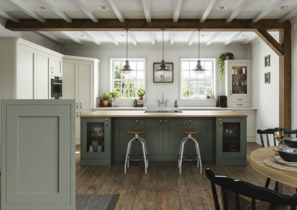 In-Frame Effect Smooth Painted Door - Reed Green - Furniture Doors